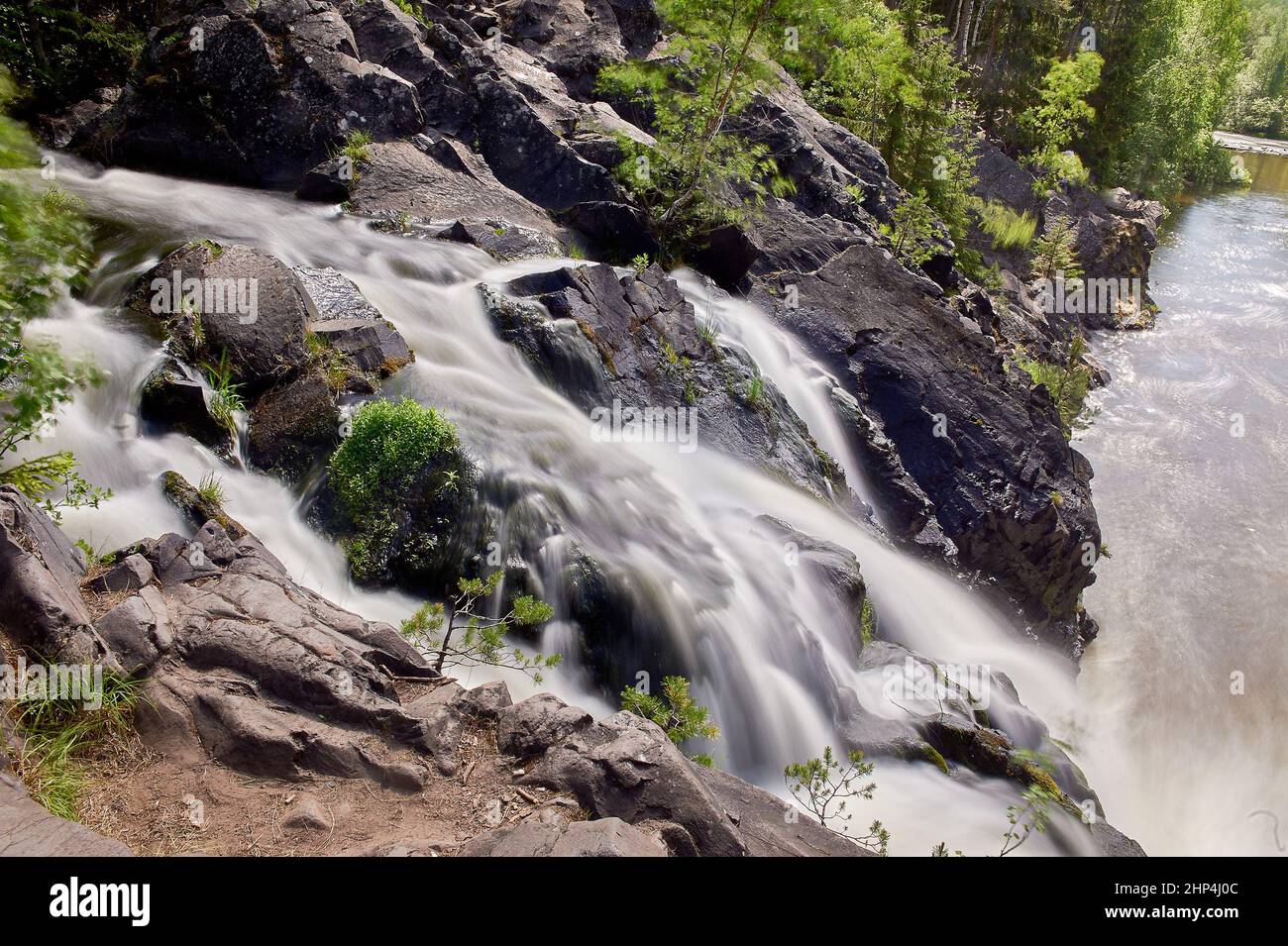 Mountain river flows over rocks in the forest. High quality photo Stock ...
