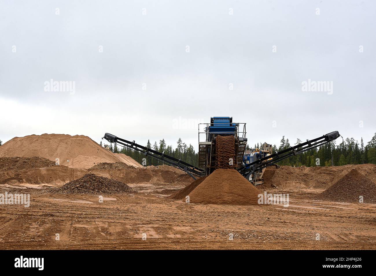 Mechanical machine for crushing stone with sand. Quarry for the ...