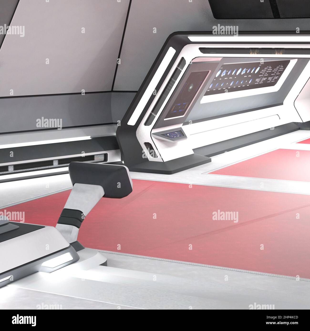 3D-illustration of the command center in a science fiction starship ...