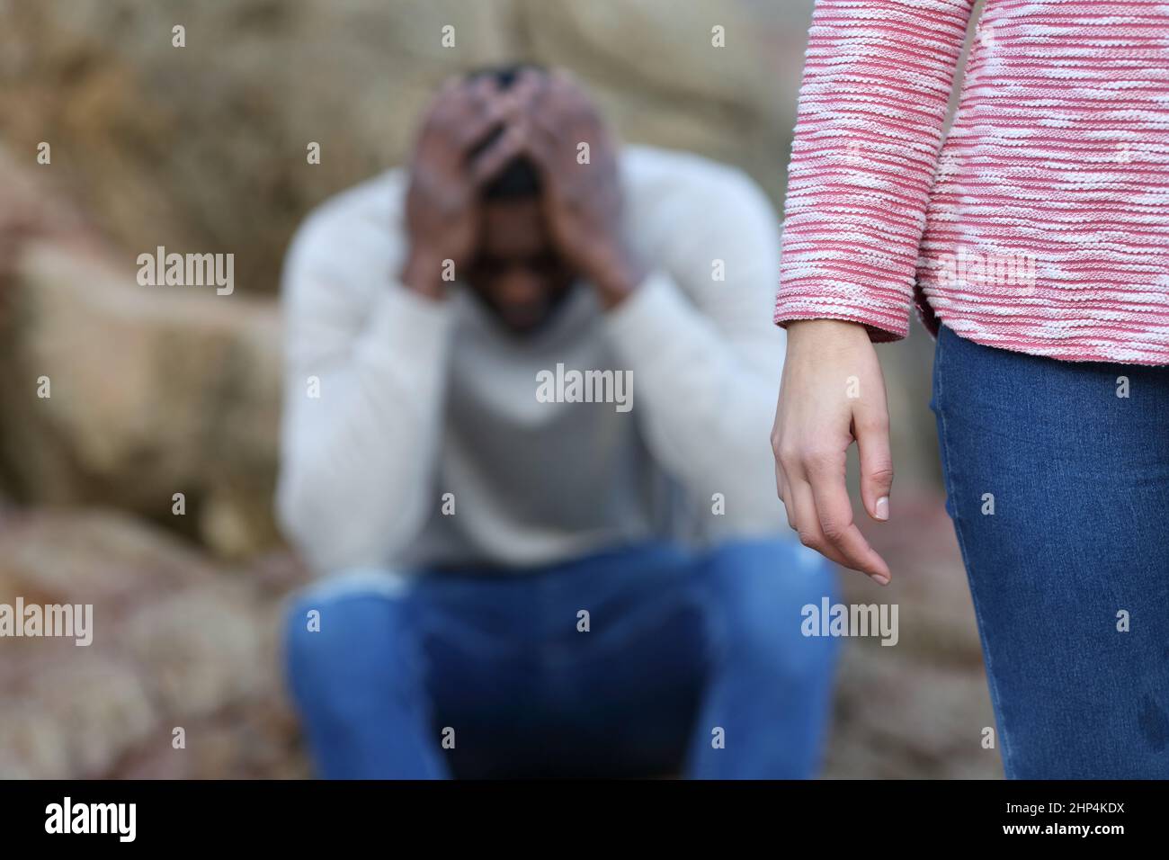 Boyfriend leaving and woman crying hi-res stock photography and images ...