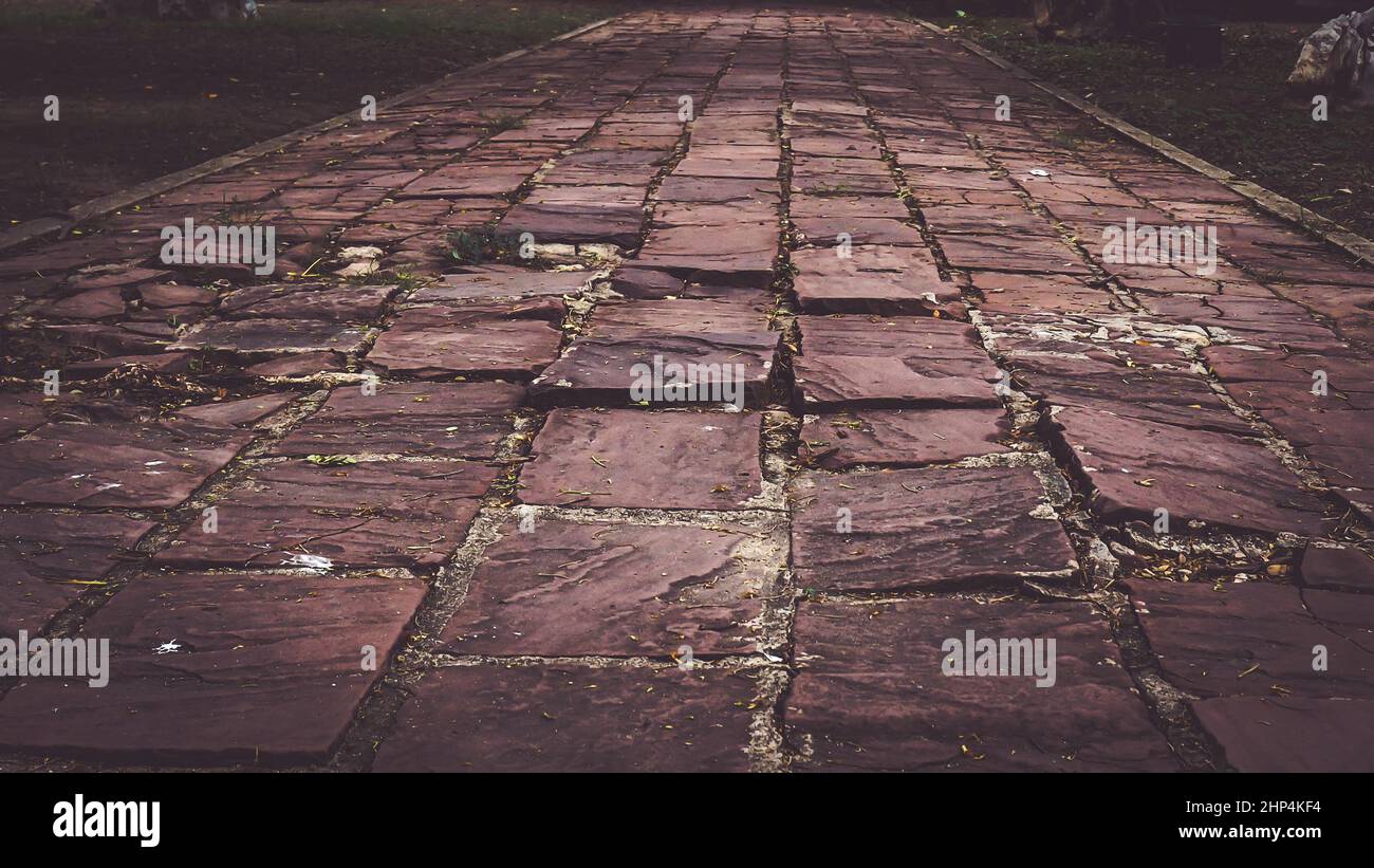 Stone pavement texture in perspective. Pavement background. Abstract ...