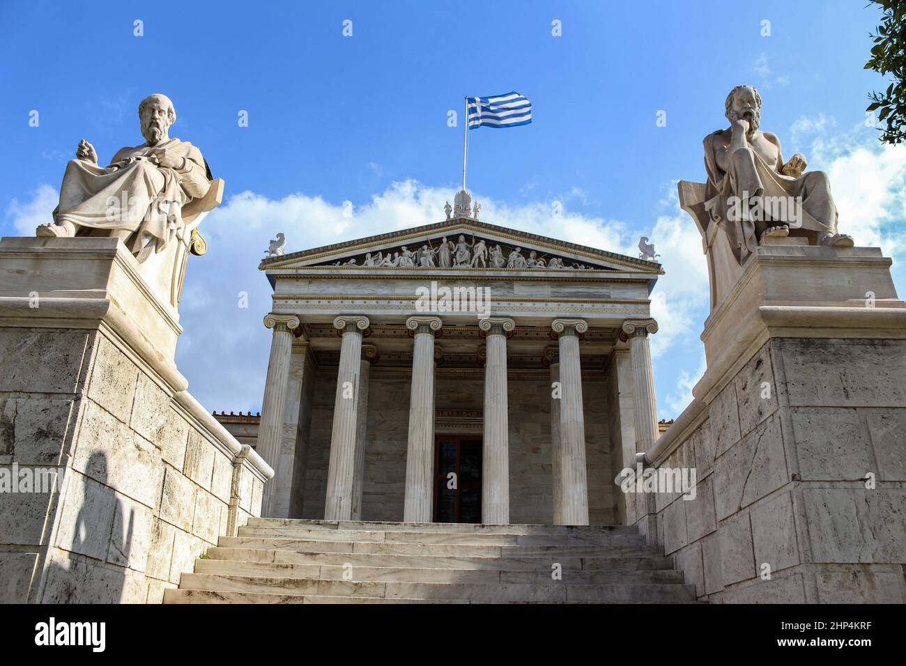 Statues of Socrates and Plato in front of the Academy of Athens Stock ...