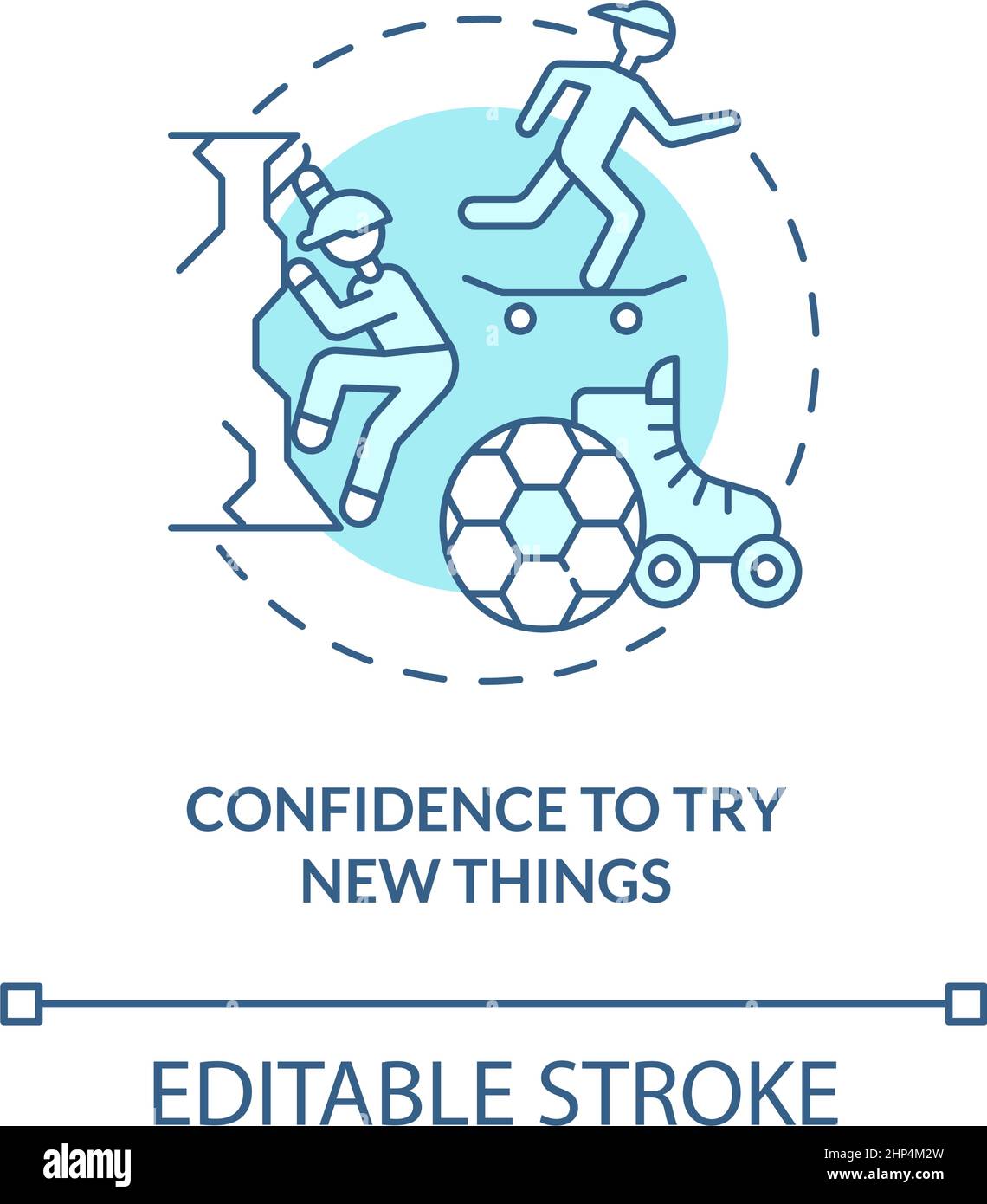 Confidence to try new things turquoise concept icon Stock Vector Image ...