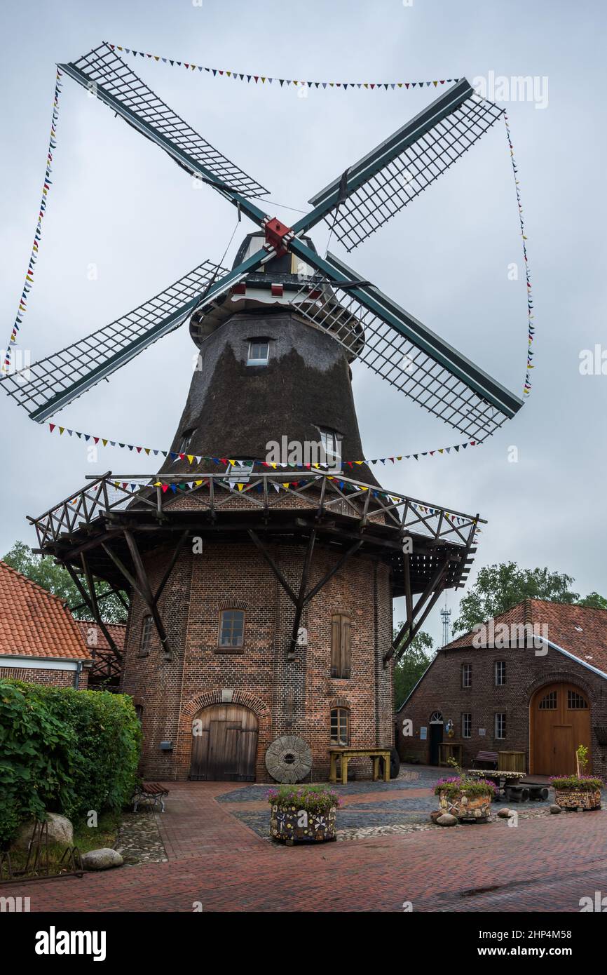 Traditional windmill in Jever, Schlachtmuehle, East Frisia, Lower ...