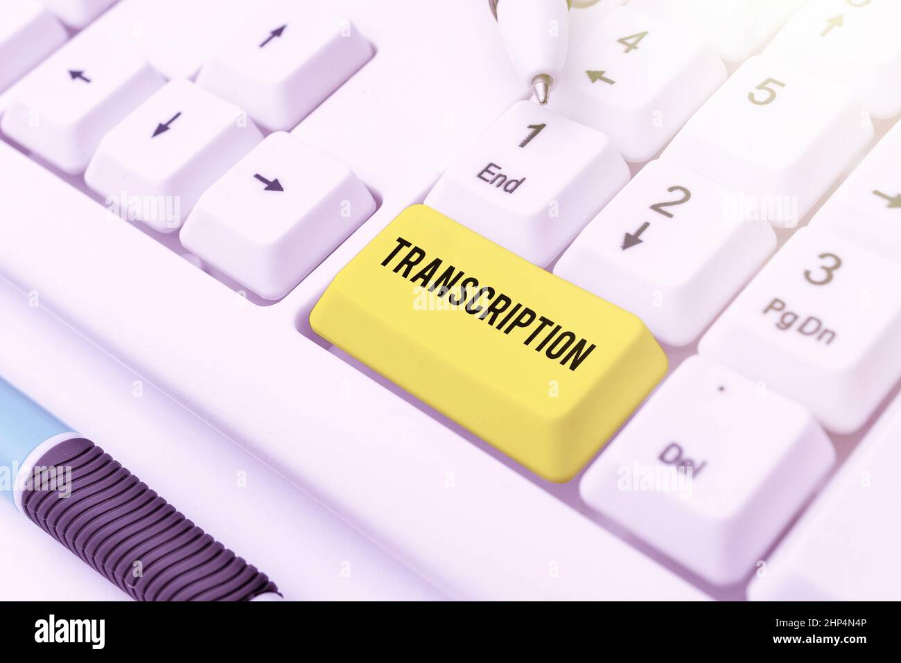 Hand writing sign Transcription, Word for Written or printed version of ...