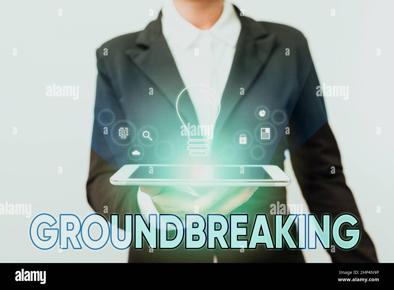 Handwriting text Groundbreaking, Word Written on Very new and a big ...