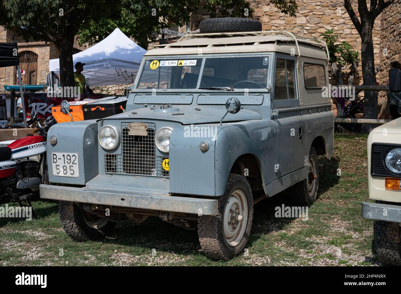 View of Land Rover Santana Series II vehicle parked on the grass on a ...