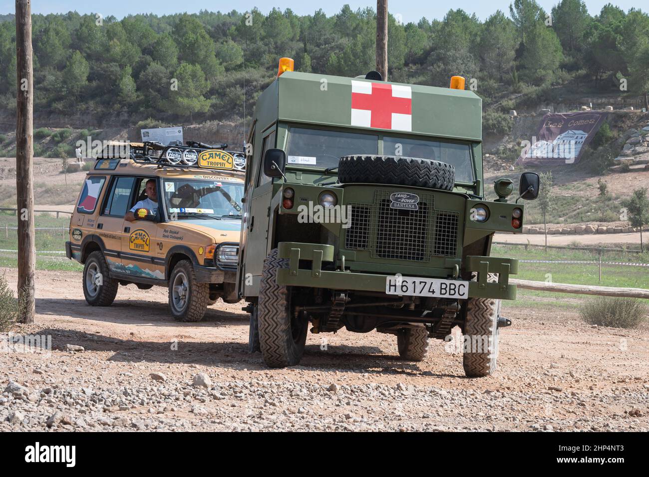 View of Land Rover Santana Ligero military ambulance model vehicle on a ...