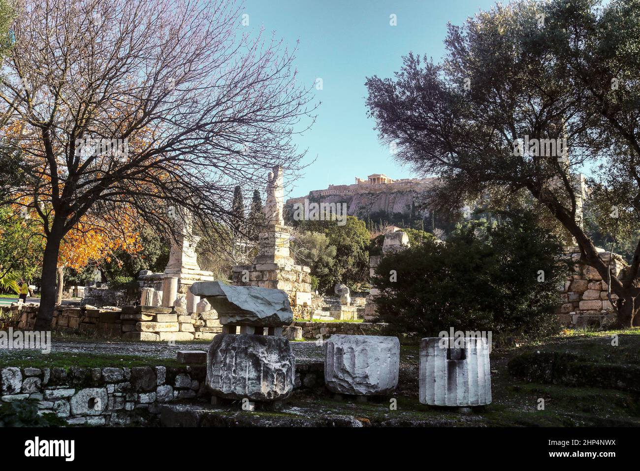 The Accropolis in Athens viewed from the ancient Agora marketplace ...
