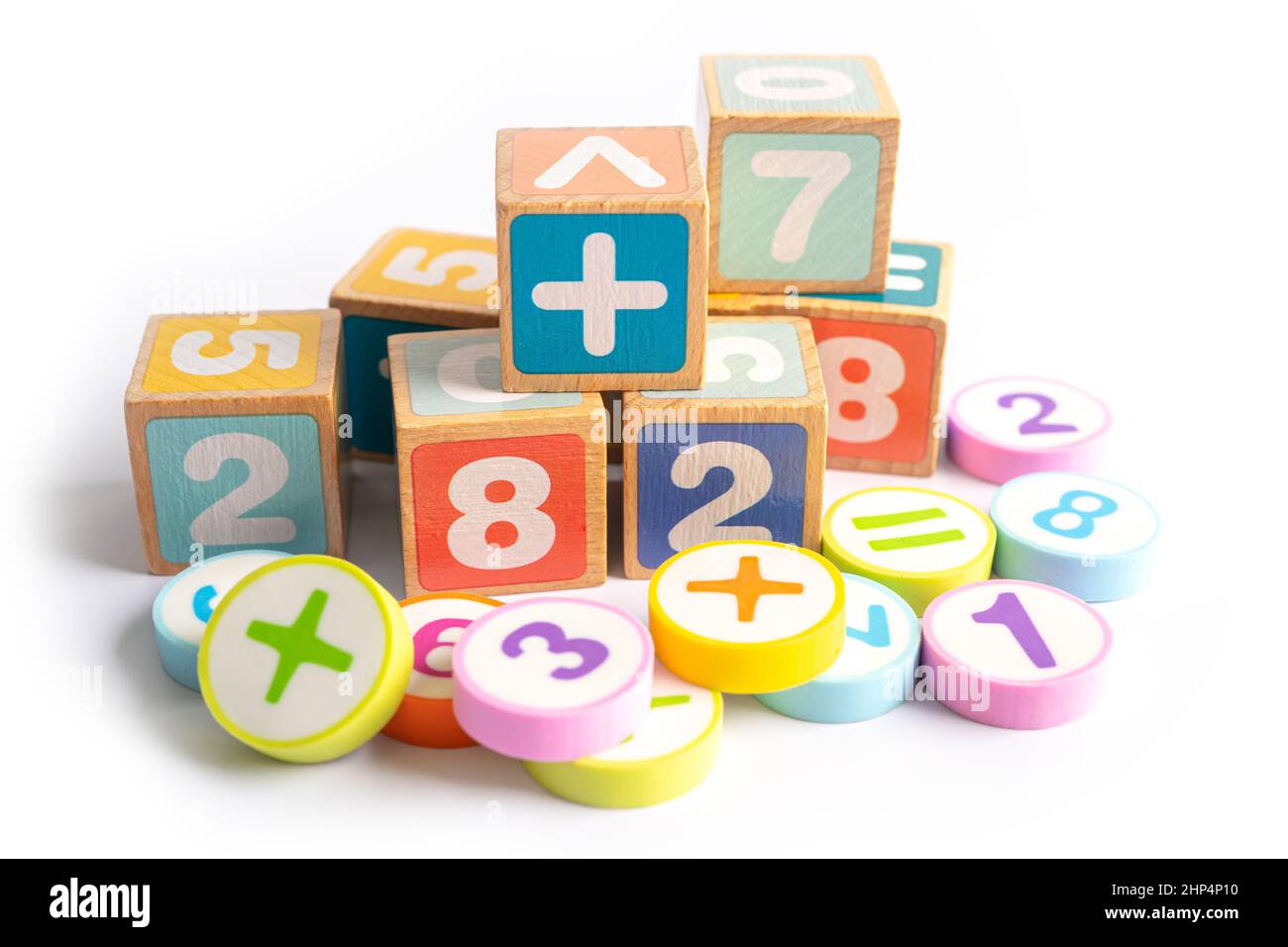 Math number colorful on white background, education study mathematics ...