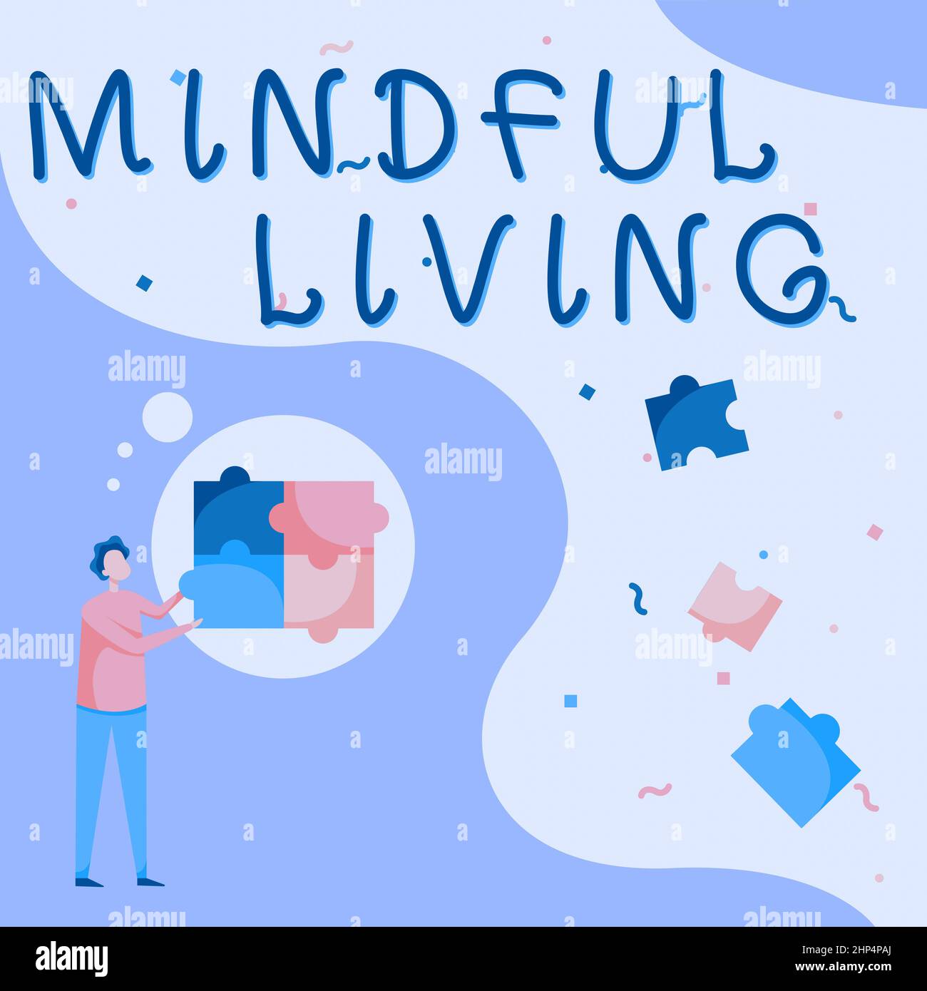 Text caption presenting Mindful Living, Concept meaning Fully aware and ...