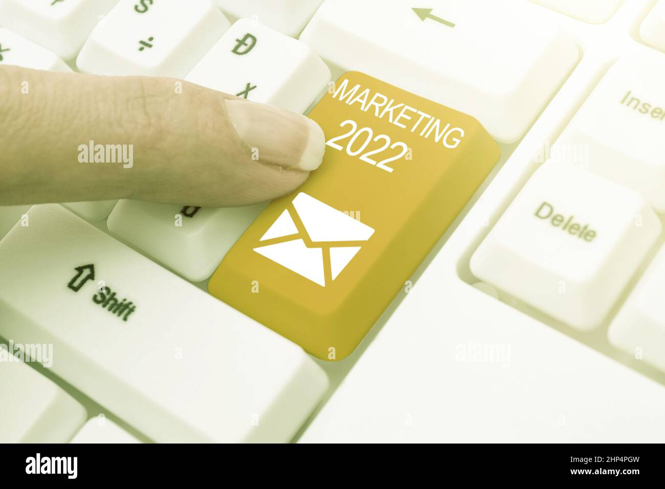 Hand writing sign Marketing 2022, Concept meaning Commercial trends for ...