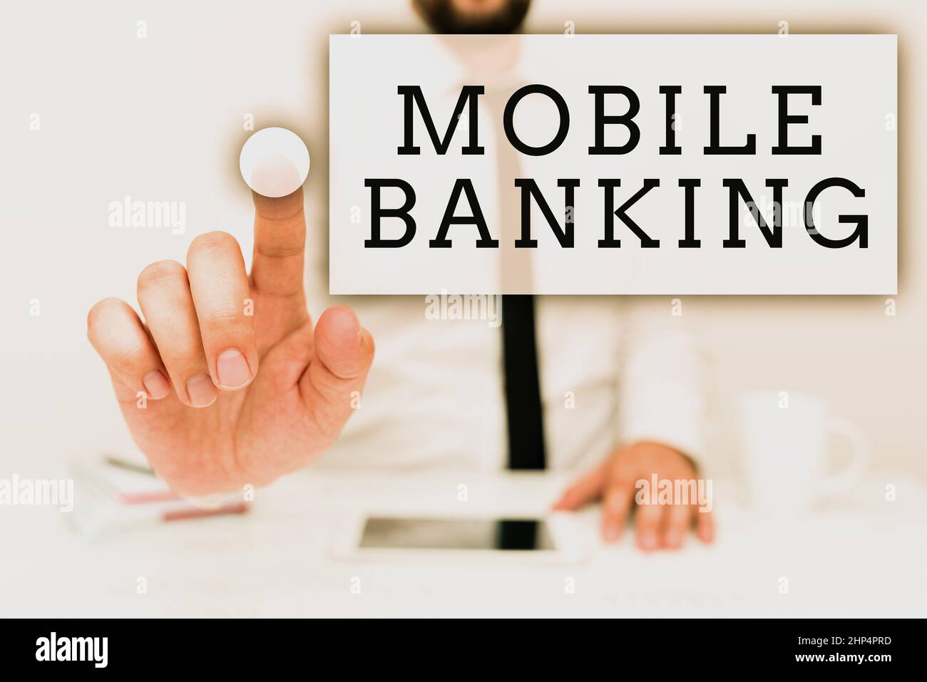 Hand writing sign Mobile Banking, Business showcase Monitoring account ...