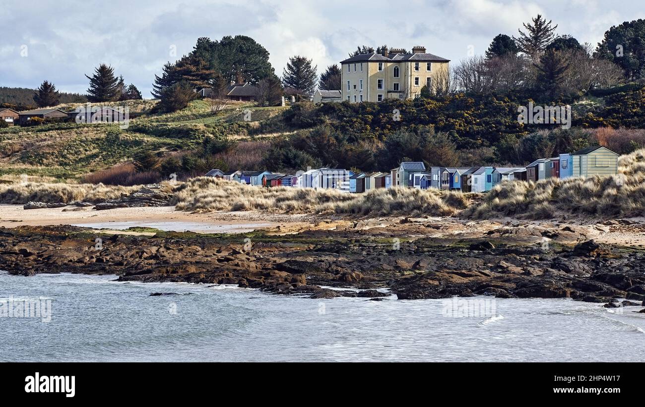 Hopeman beach huts hi-res stock photography and images - Alamy