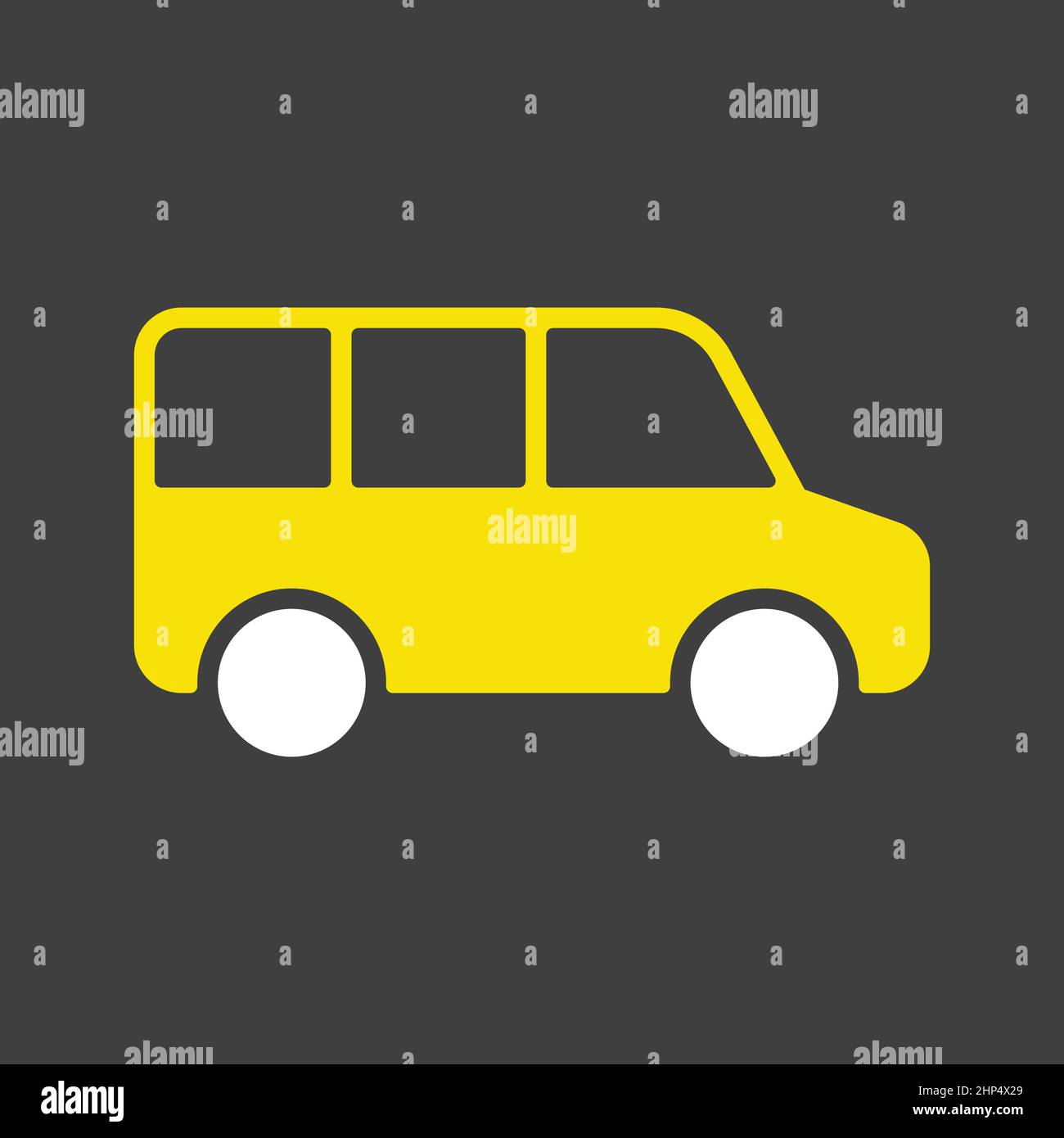 Airport shuttle minivan, shuttle bus vector icon on dark background ...