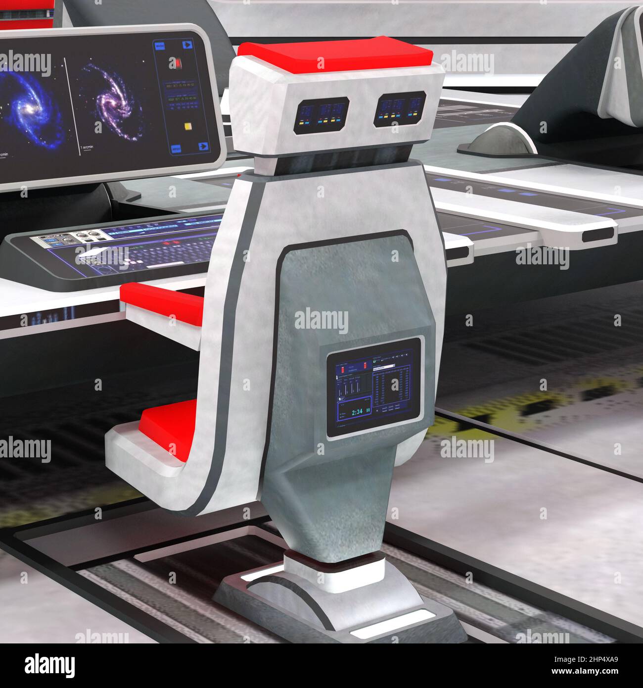 3D-illustration of the command center in a science fiction starship ...