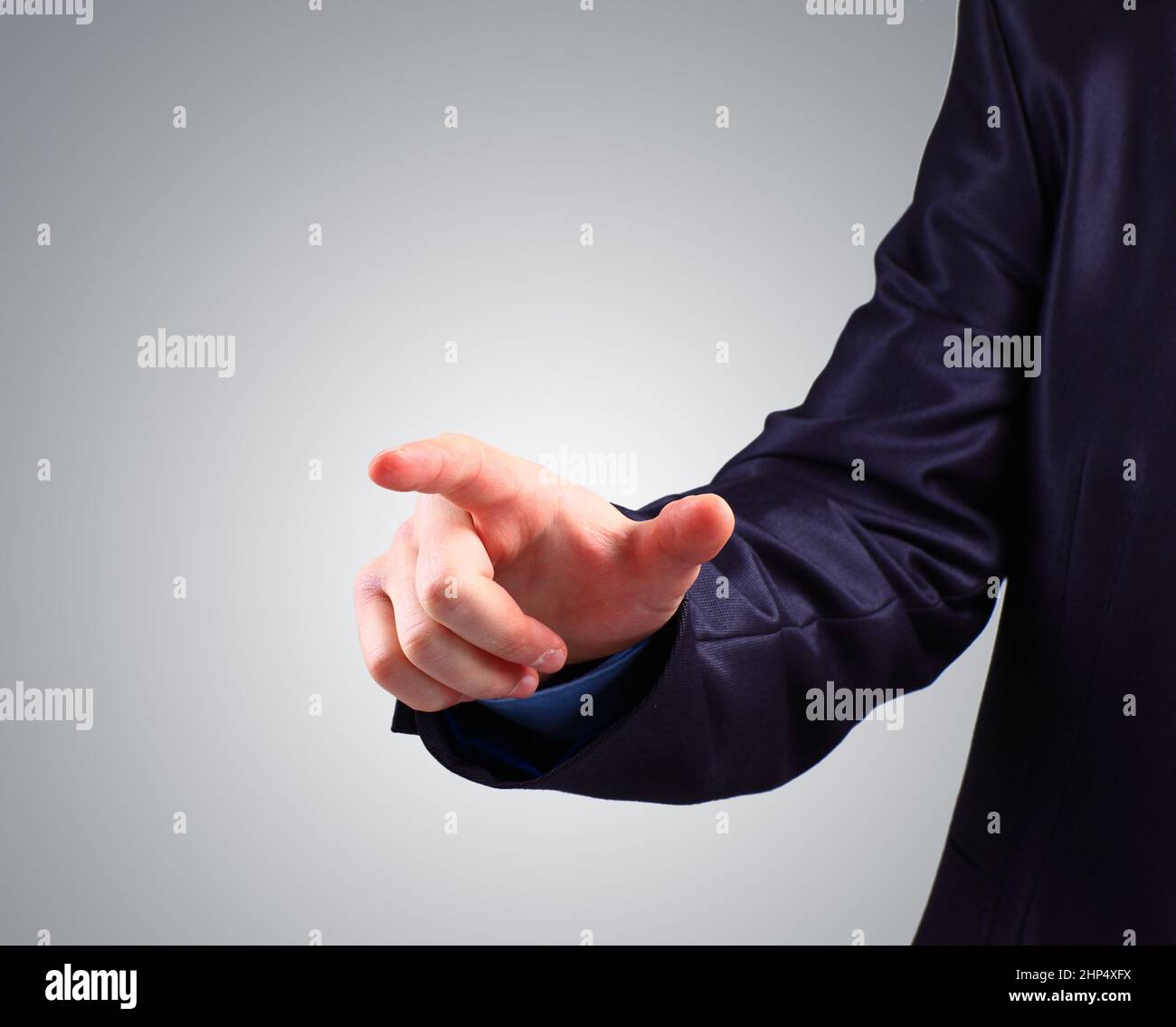 Business Man pushing on a touch screen interface Stock Photo - Alamy