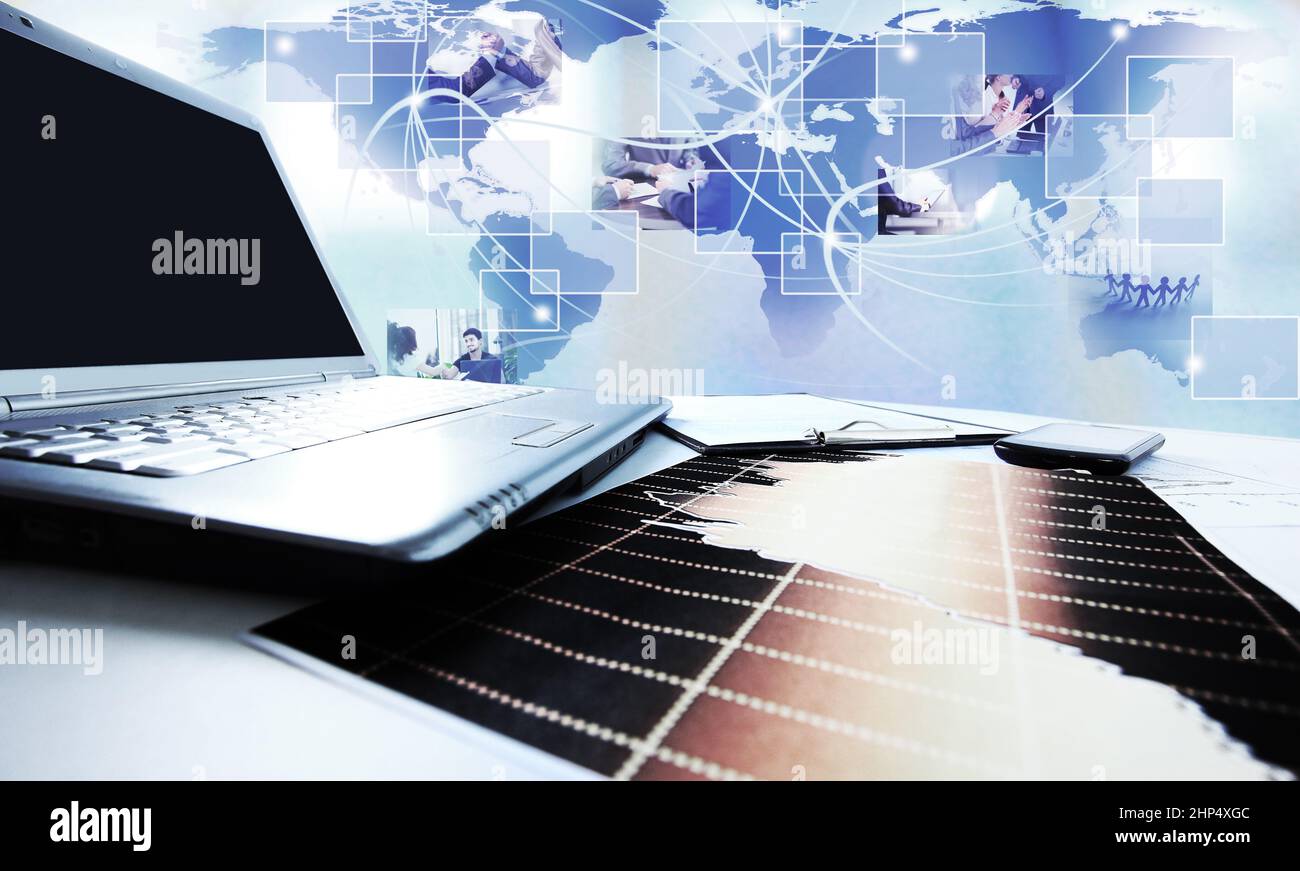 Graphs, charts, business table. The workplace of business people Stock ...