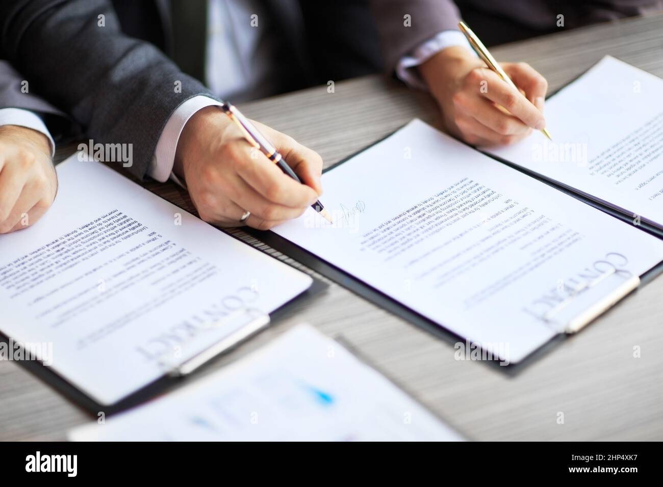 Business young people in the job interview, signed an employment ...