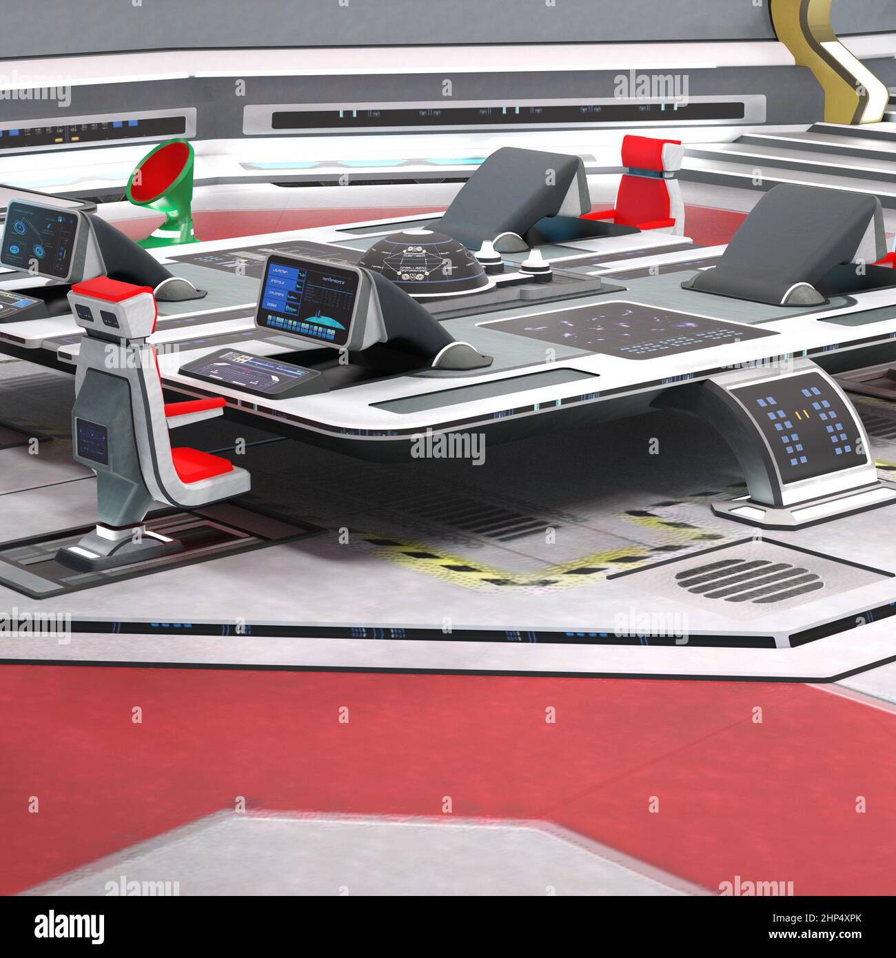 3D-illustration of the command center in a science fiction starship ...