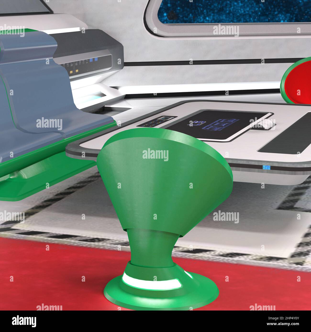 3D-illustration of the command center in a science fiction starship ...