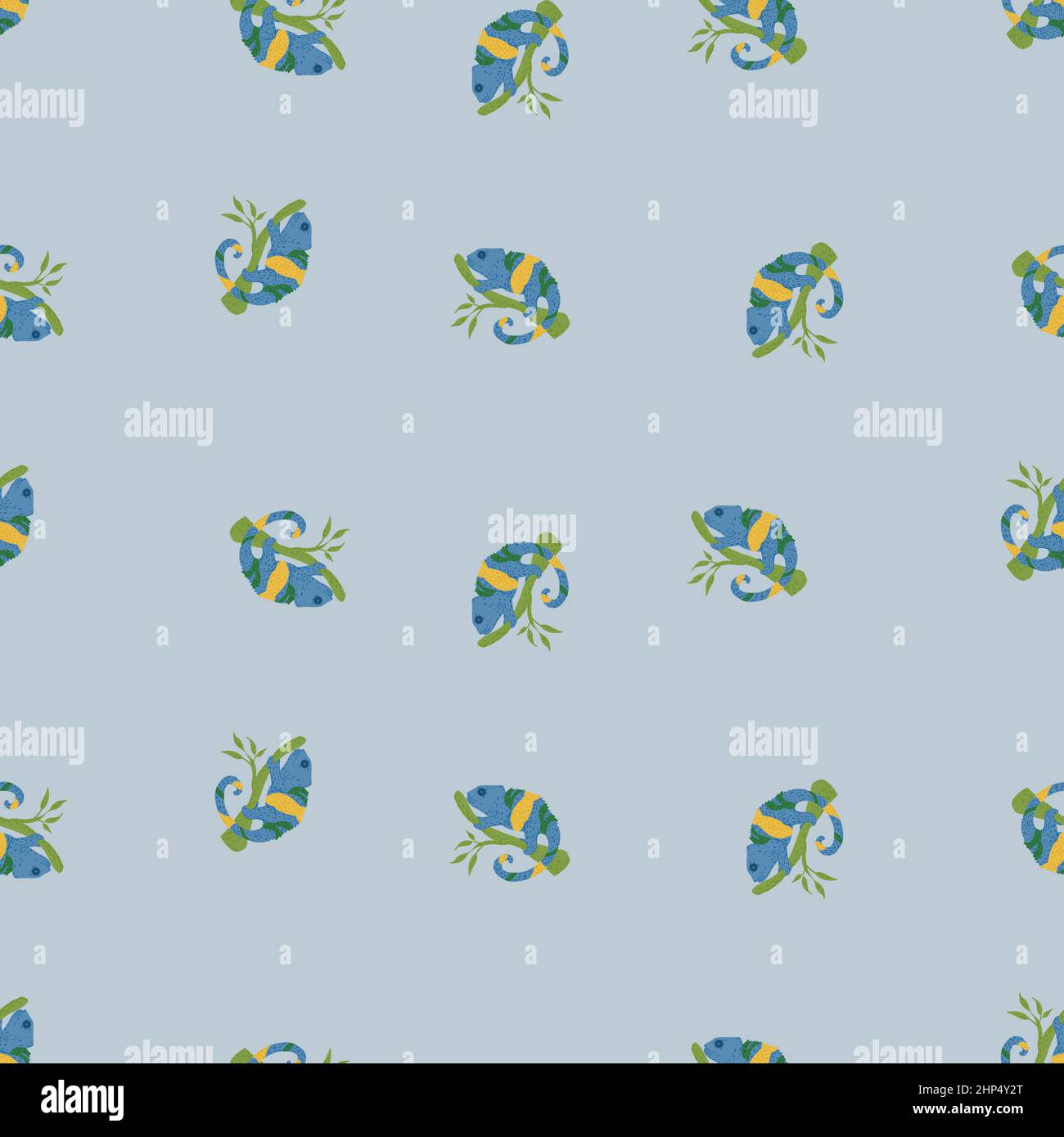 Chameleon seamless pattern. Background of tropical lizard. Repeated ...
