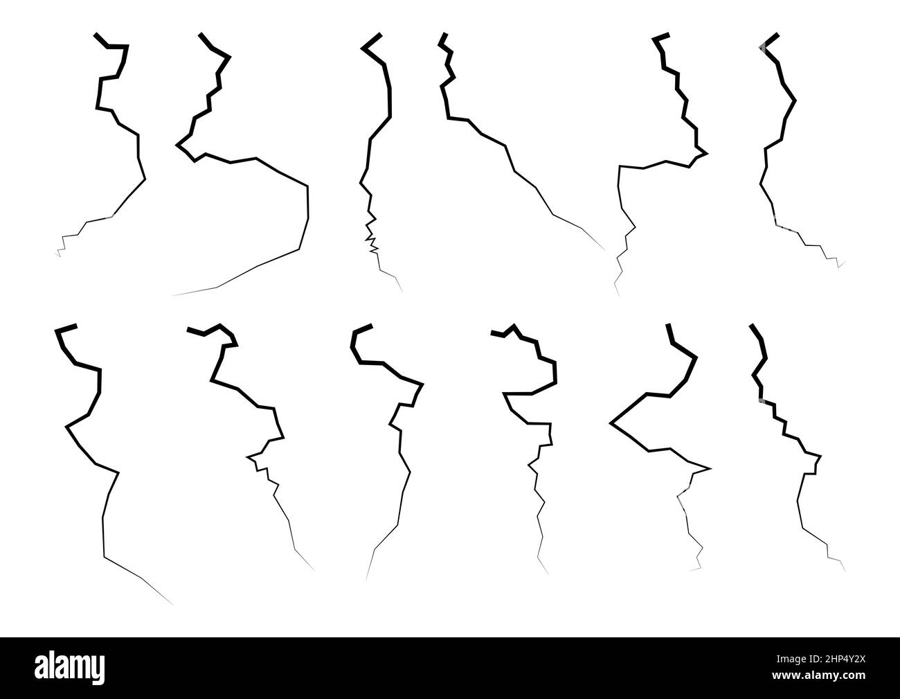 Ground cracks. Earth vertical splits. Vector illustration set isolated ...