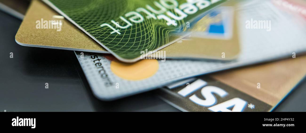 Credit cards, detail, horizontal Stock Photo - Alamy