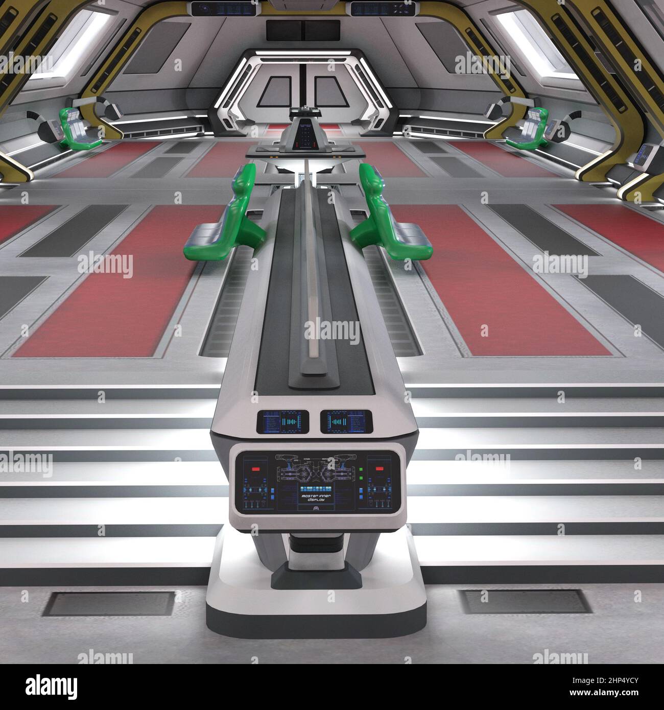 3D-illustration of the command center in a science fiction starship ...