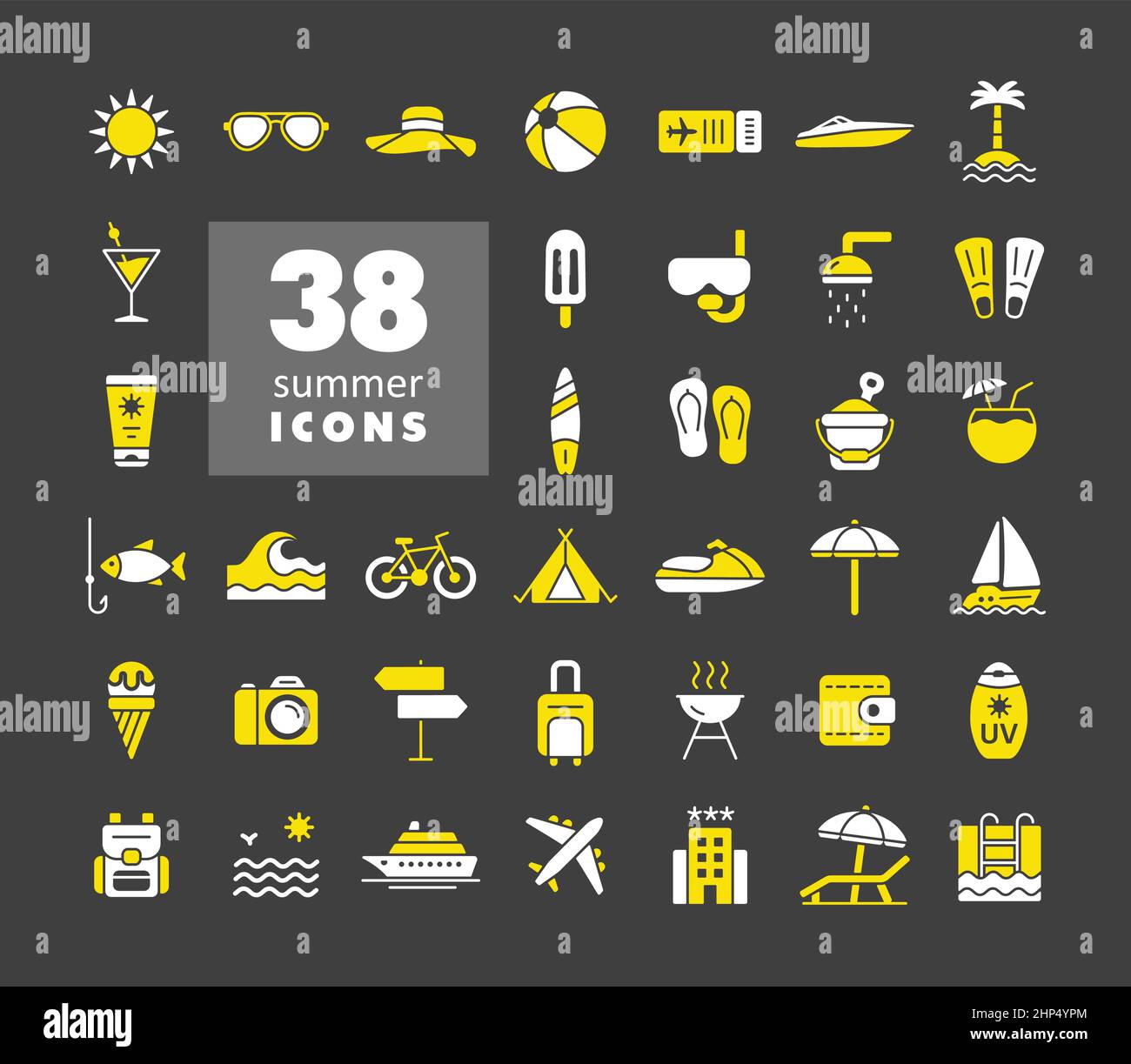 Summer vector flat icons set. Summertime sign Stock Vector Image & Art ...