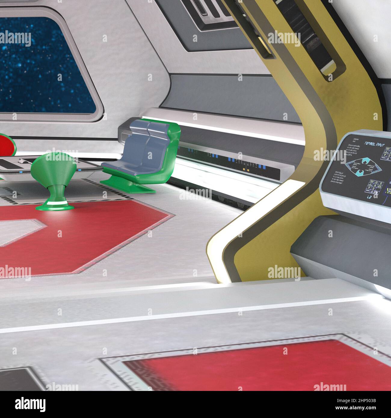 3D-illustration of the command center in a science fiction starship ...
