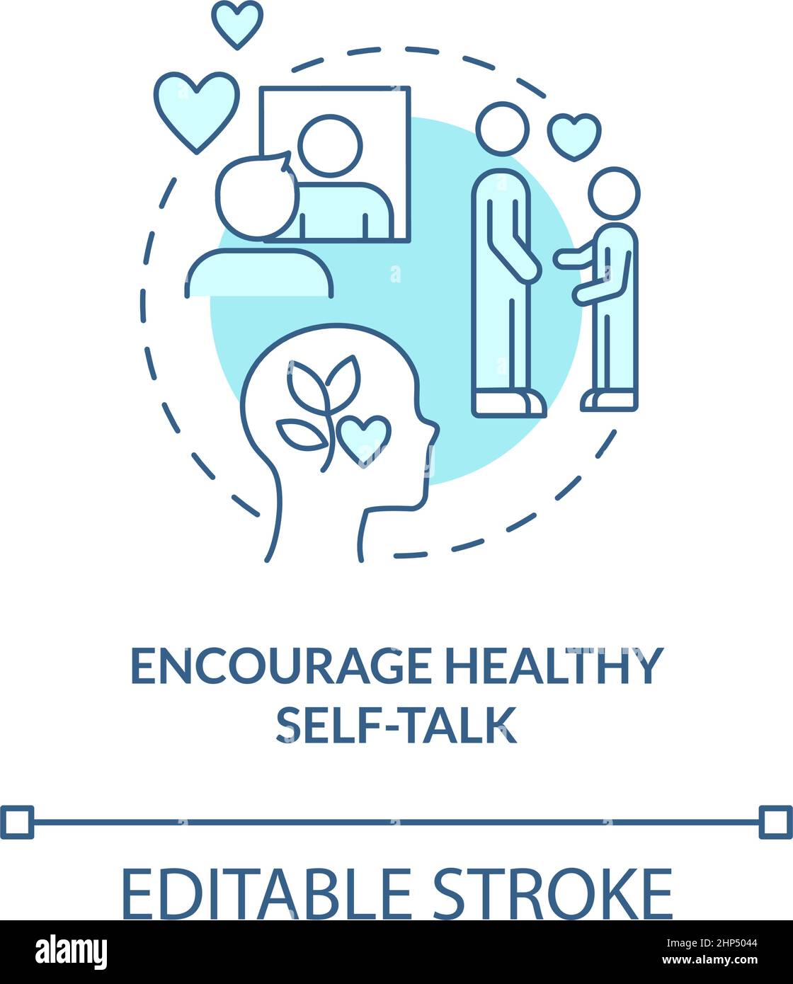 Encourage healthy self-talk turquoise concept icon Stock Vector Image ...