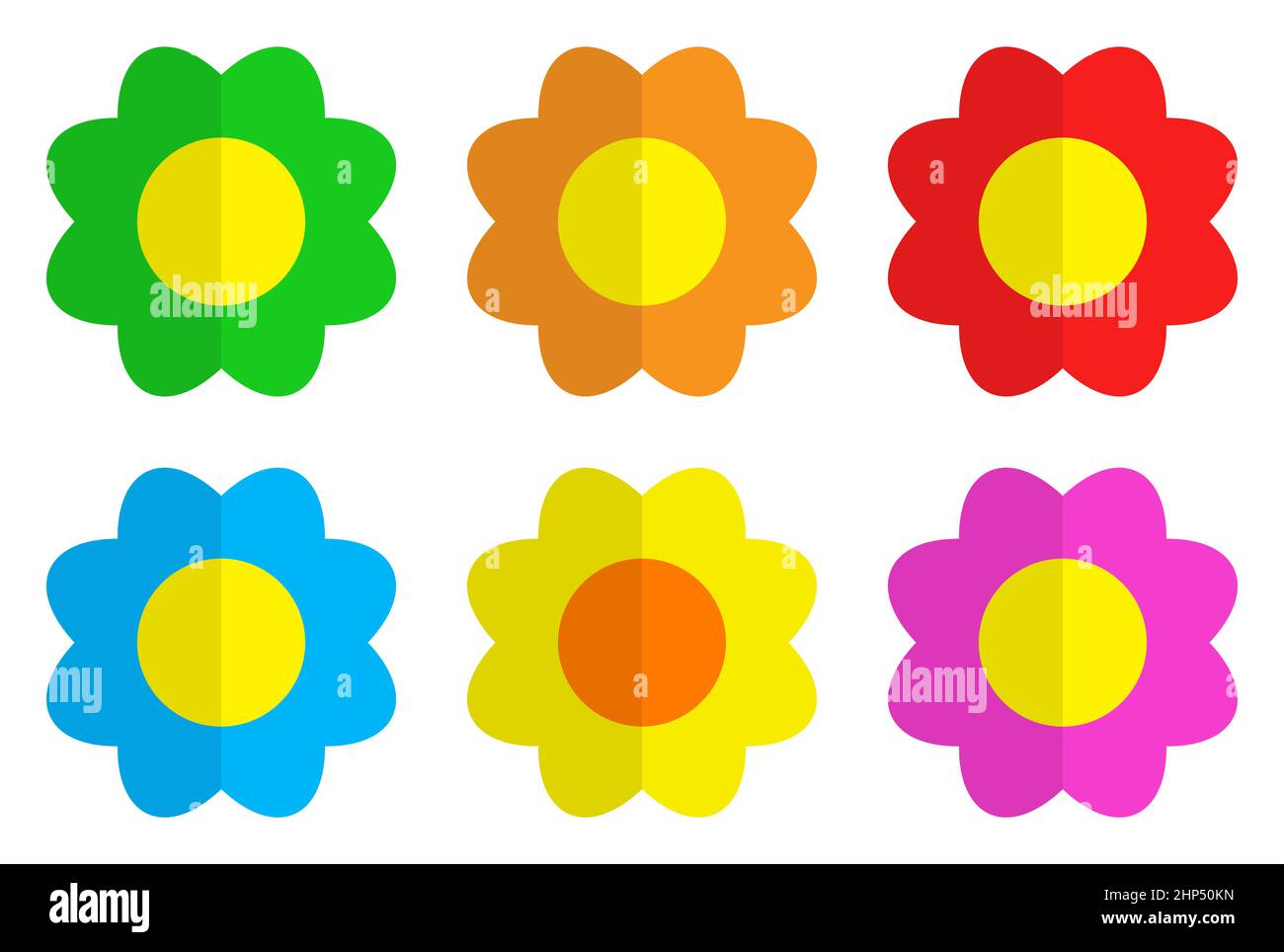 Flower icon flat design. Blossom plant set. Vector illustration ...