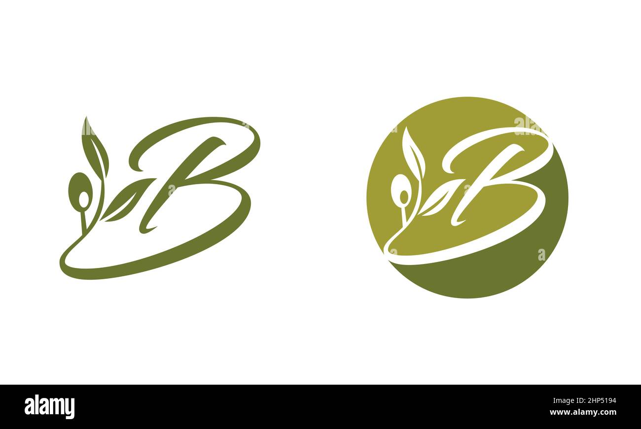 Olive Monogram Logo Letter B Stock Vector Image & Art - Alamy
