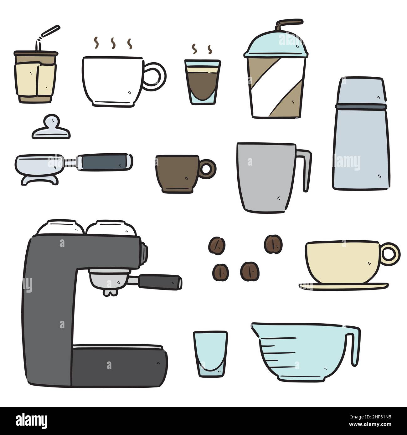 Cute line doodle coffee Stock Vector Images - Alamy