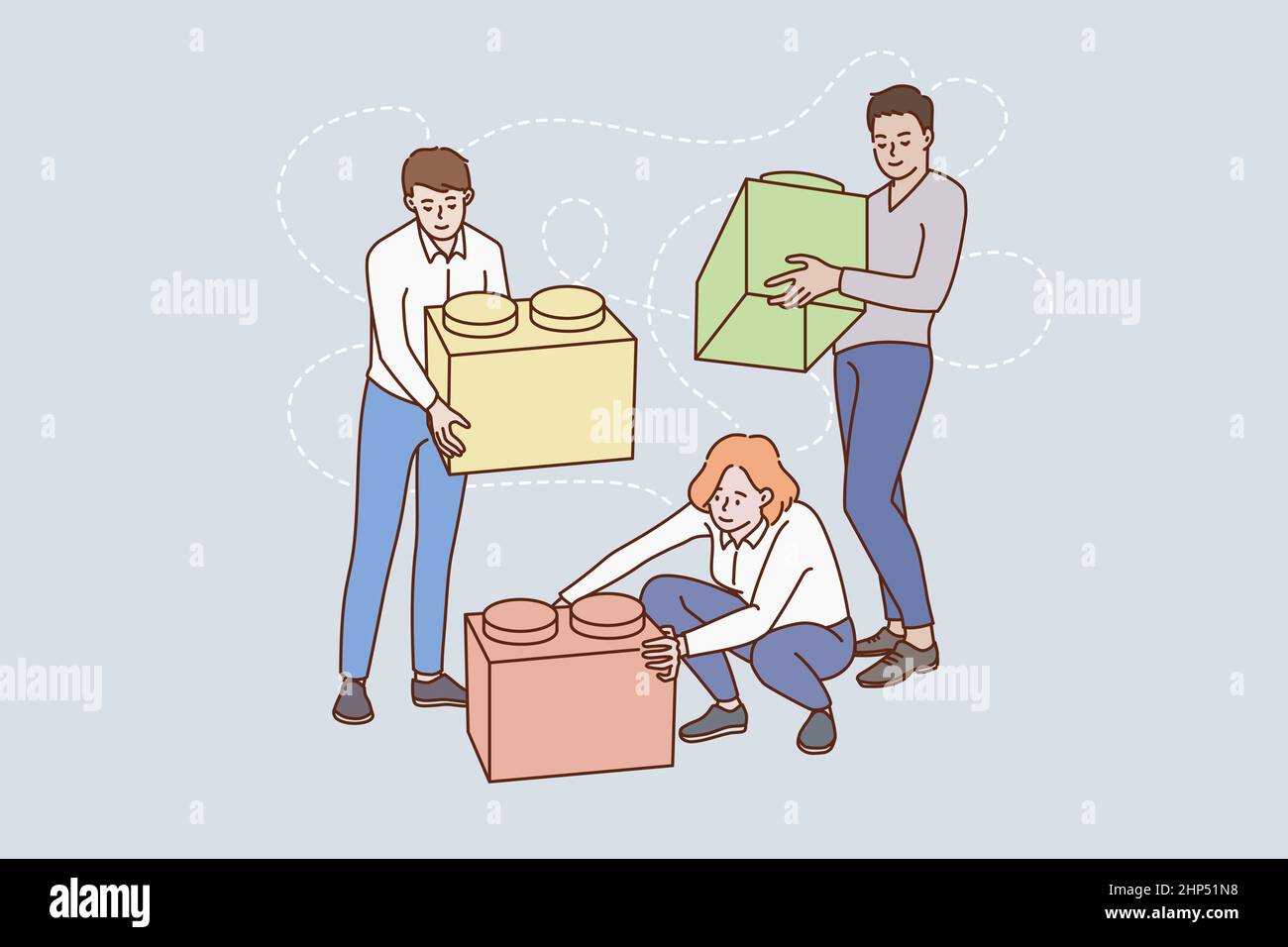 People work together engaged in teamwork activity Stock Vector Image ...