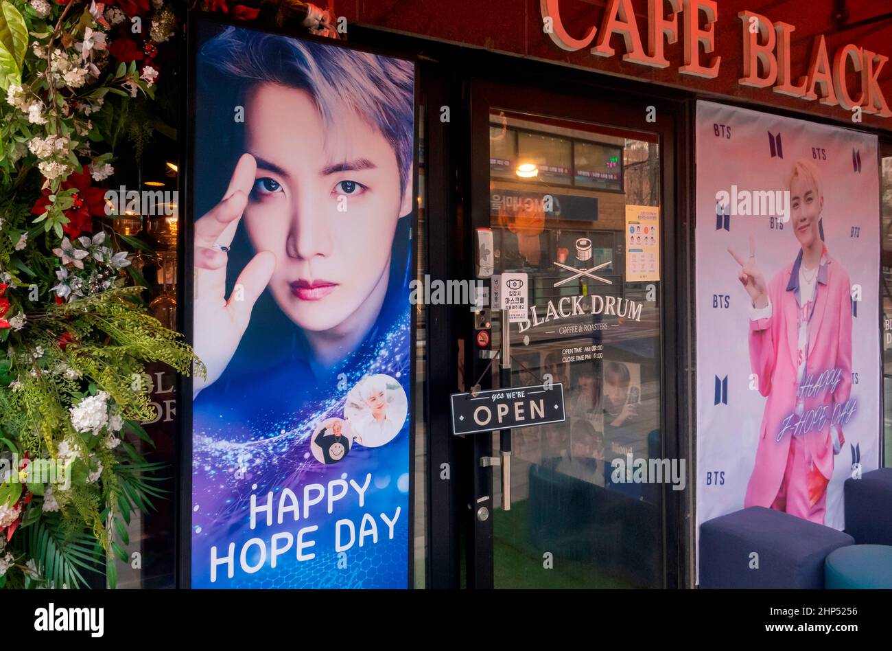 BTS member J-Hope, Feb 16, 2022 : A cafe decorated to celebrate BTS ...