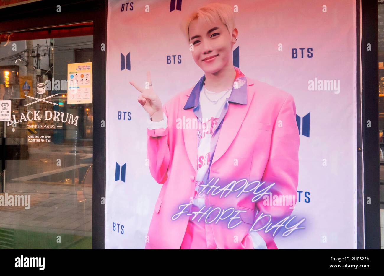 BTS member J-Hope, Feb 16, 2022 : A cafe decorated to celebrate BTS ...