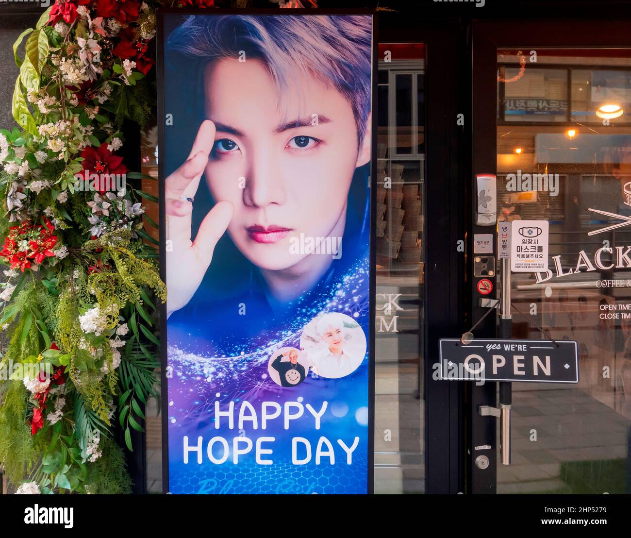 BTS member J-Hope, Feb 16, 2022 : A cafe decorated to celebrate BTS ...