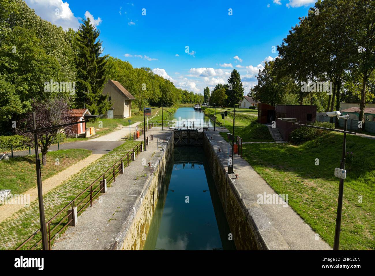 view on the medieval city of Moret sur Loingin Seine et Marne Stock ...