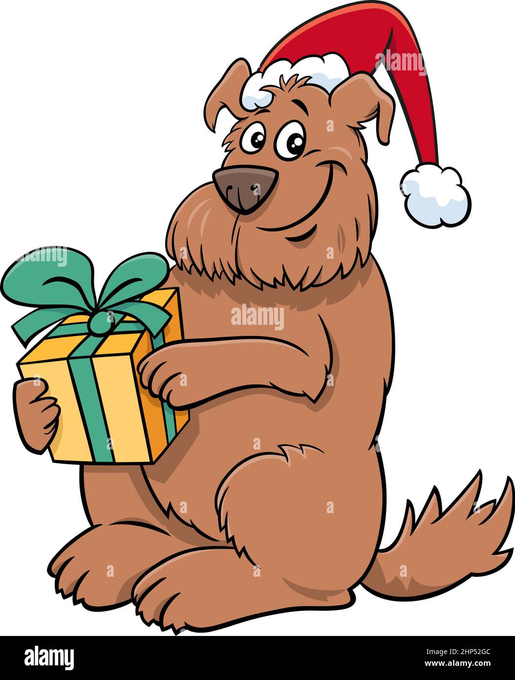 cartoon dog with present on Christmas time Stock Vector Image & Art - Alamy