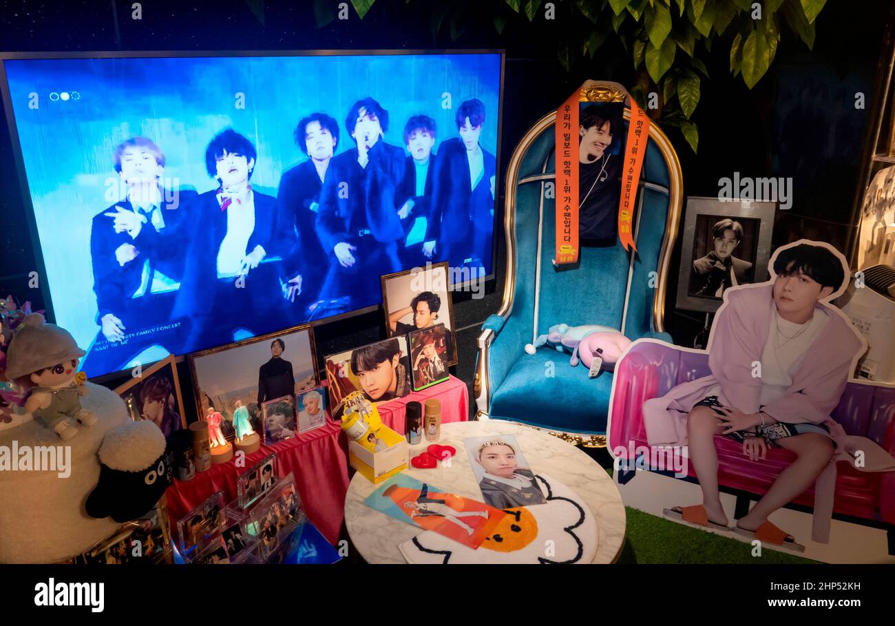 BTS member J-Hope, Feb 16, 2022 : A cafe decorated to celebrate BTS ...