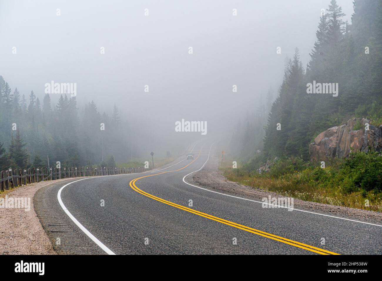 Strong fog on forest hills near Superior Lake, canada Stock Photo - Alamy