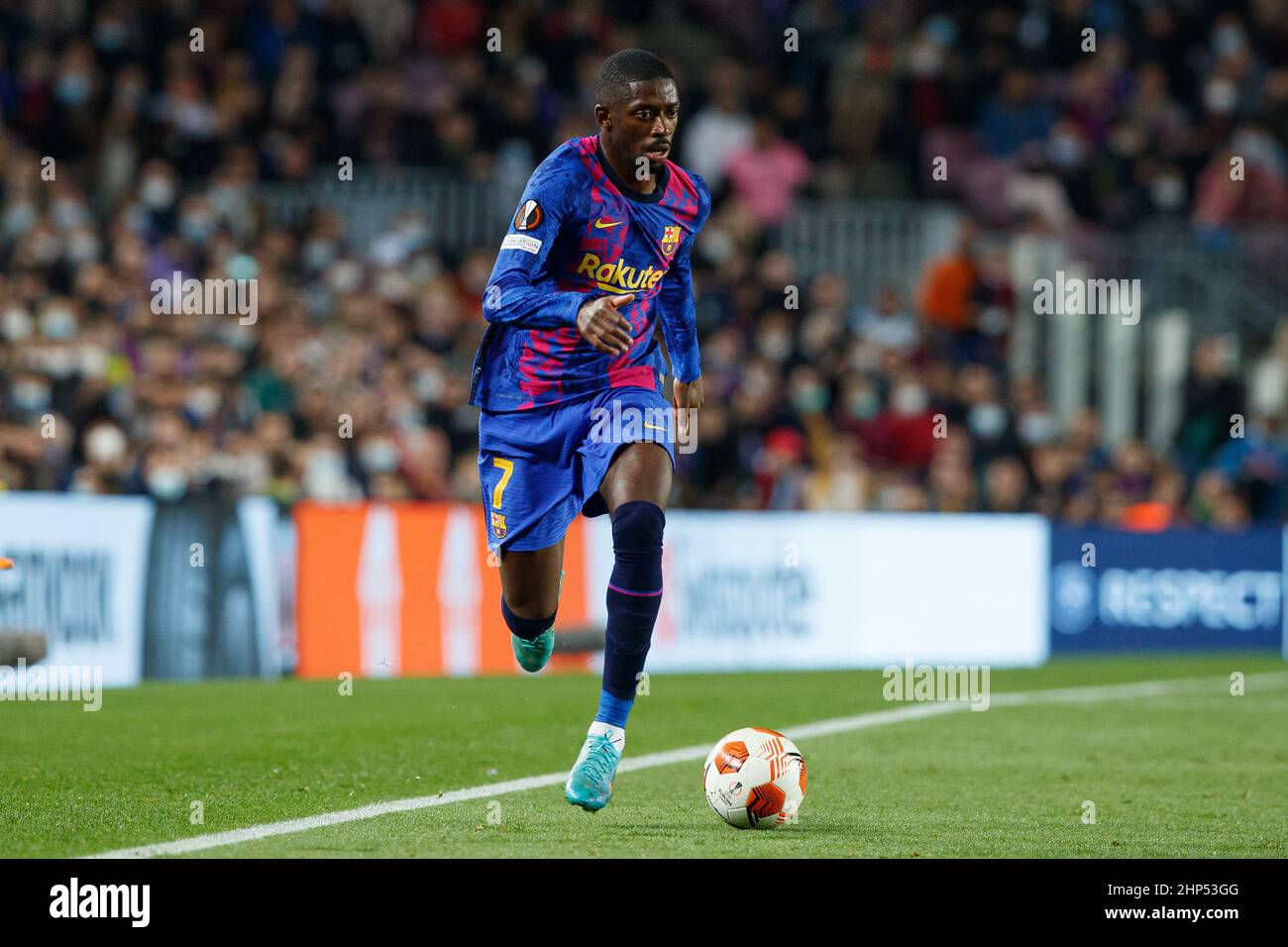 Ousmane Dembele of FC Barcelona in action during the UEFA Europa League ...