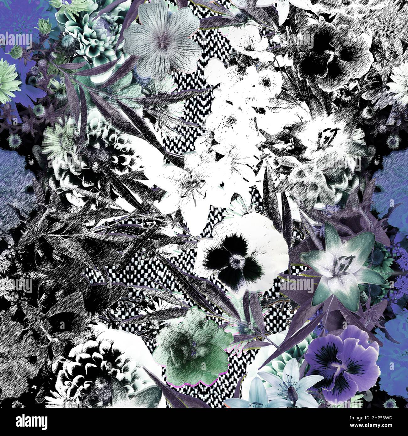 Abstract Design of Flowers and Leaves Ready for Textile Prints Stock ...