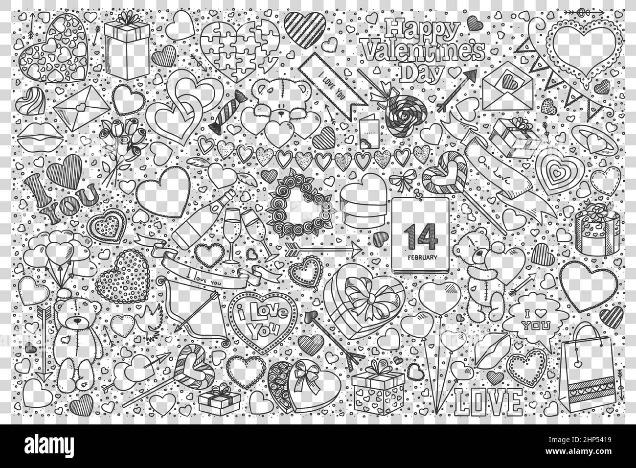 Valentines day doodle set Stock Vector Image & Art - Alamy