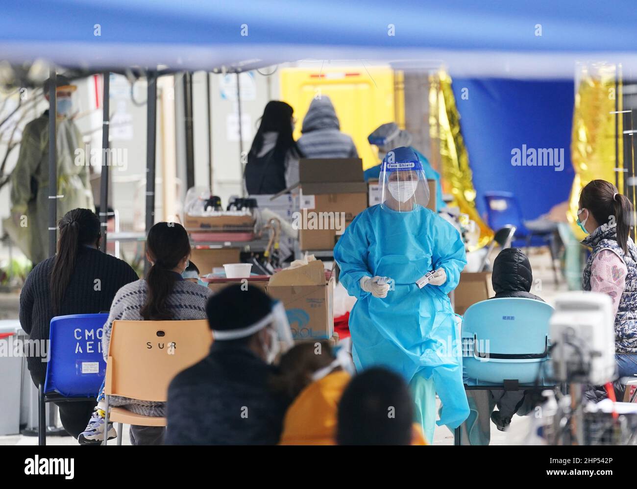 Hong Kong, China. 18th Feb, 2022. Emergency room medical staff work at ...