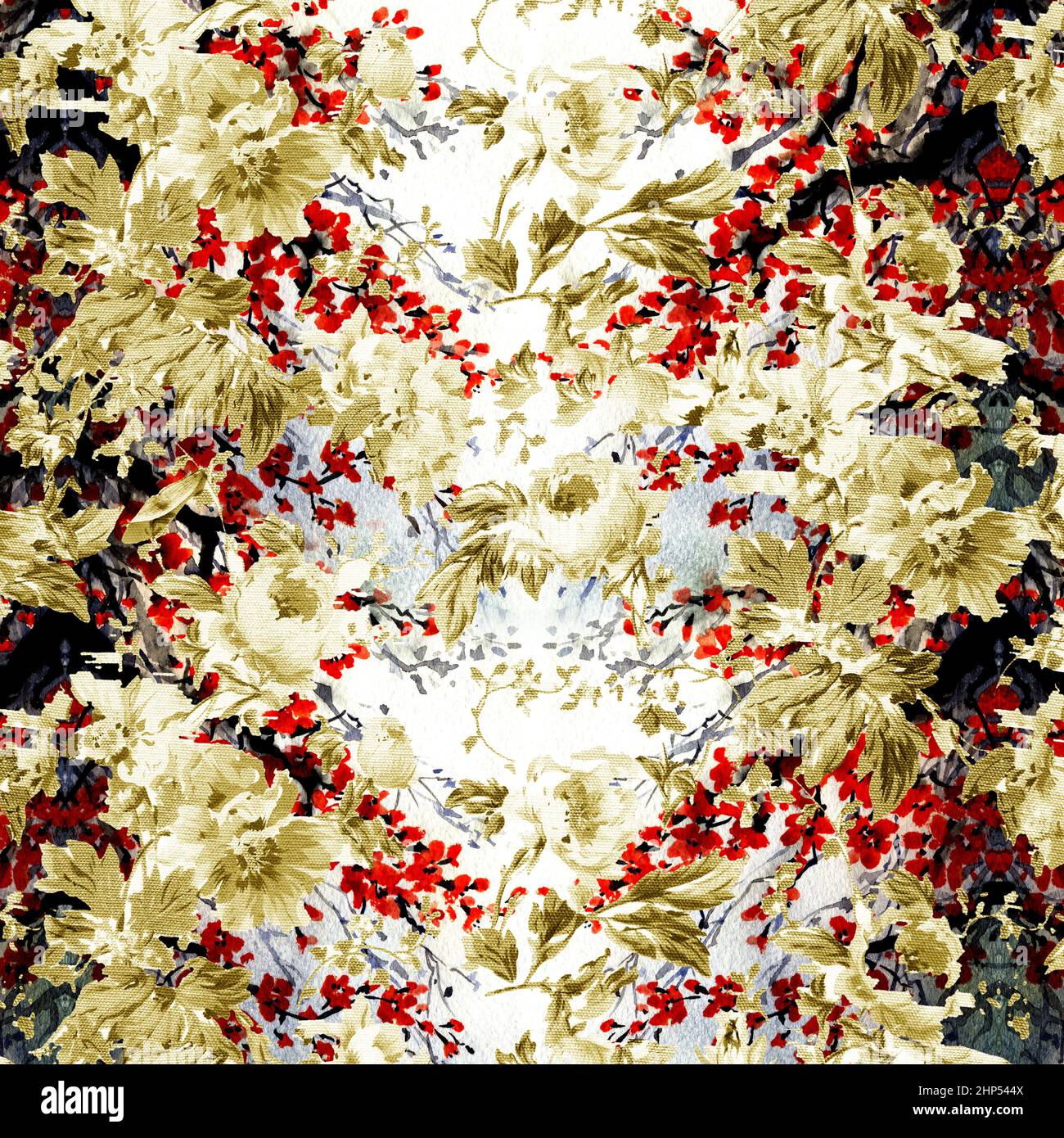 Floral and Leaves Abstract Design Ready for Textile Prints Stock Photo ...