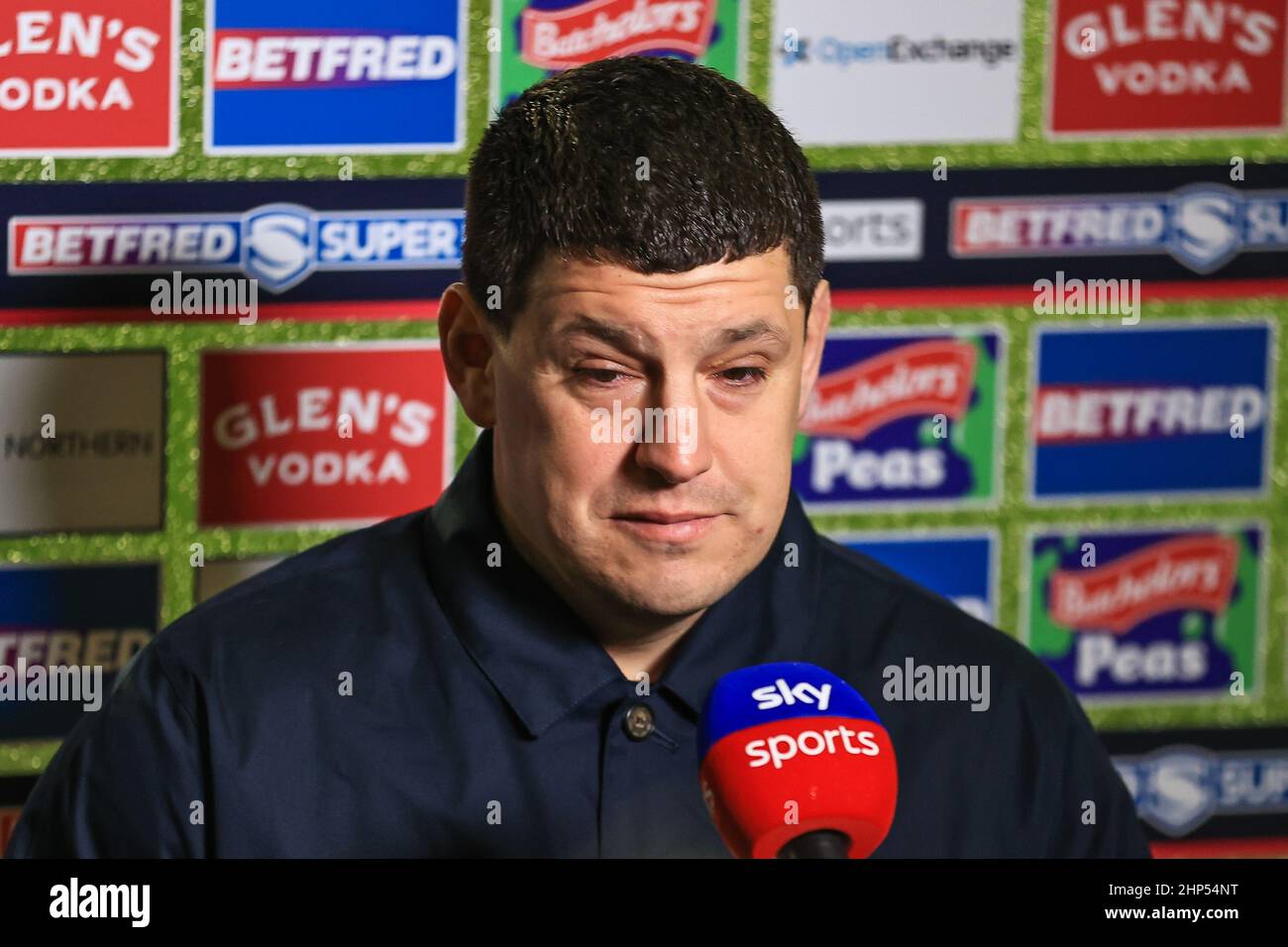 Matt Peet Head Coach of Wigan Warriors speaks to Jenna Brooks of Sky ...