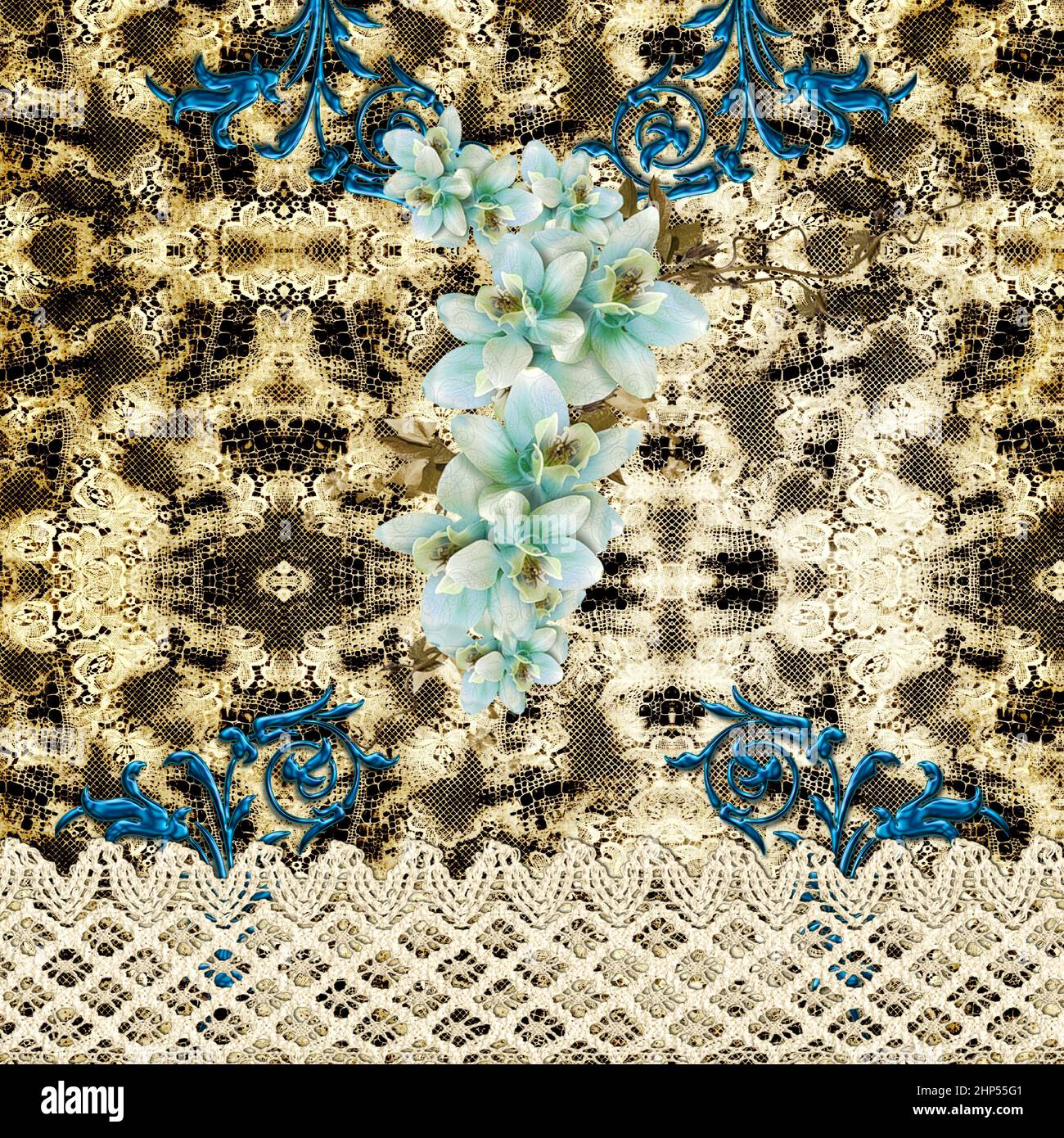 Abstract Floral Design Ready for Textile Prints Stock Photo - Alamy